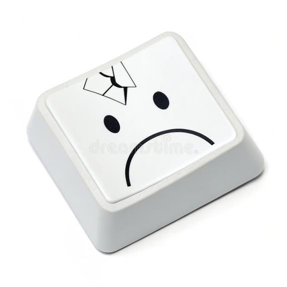 White Rectangle with Sad Face and Broken Button Isolated on White ...