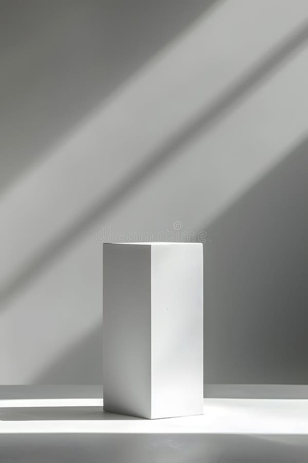 A White Rectangle Sits on a Table Against a Gray Wall Stock ...