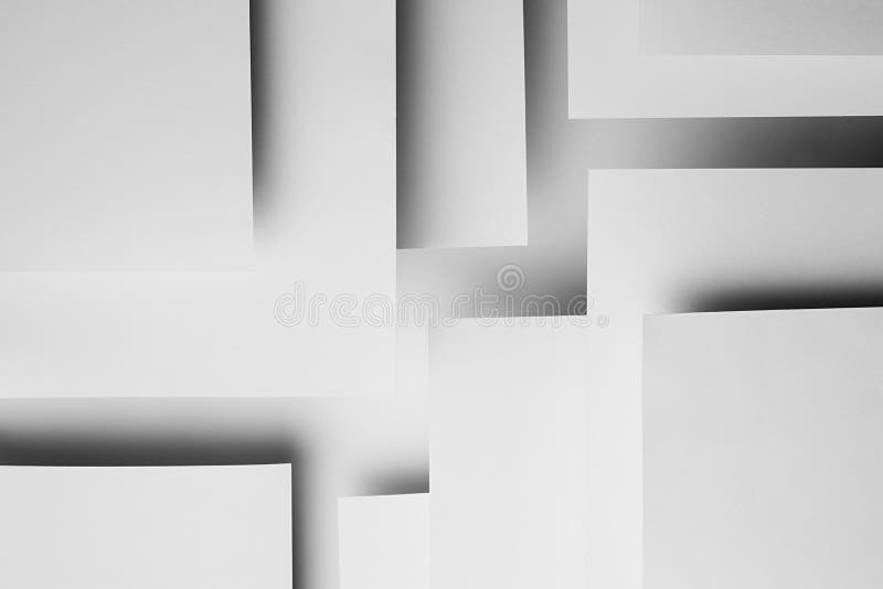 White Rectangles Paper Surfaces Fly with Shadows, Glow, Stripes As ...