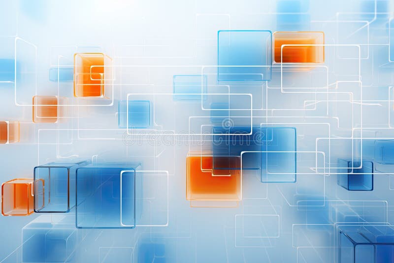 White Rectangular Base, Blue and Orange Rectangles Floating in the Air ...