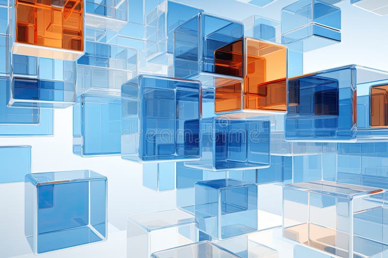 White Rectangular Base, Blue and Orange Rectangles Floating in the Air ...