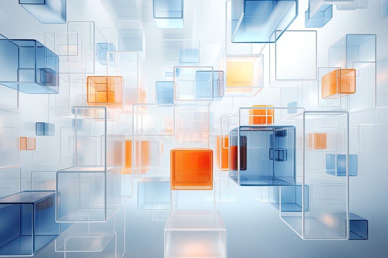 White Rectangular Base, Blue and Orange Rectangles Floating in the Air ...