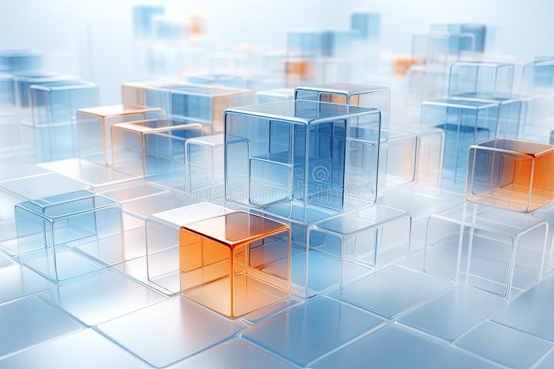 White Rectangular Base, Blue and Orange Rectangles Floating in the Air ...