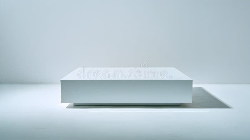 White Rectangular Block Displayed on White Surface with Subtle Shadow ...
