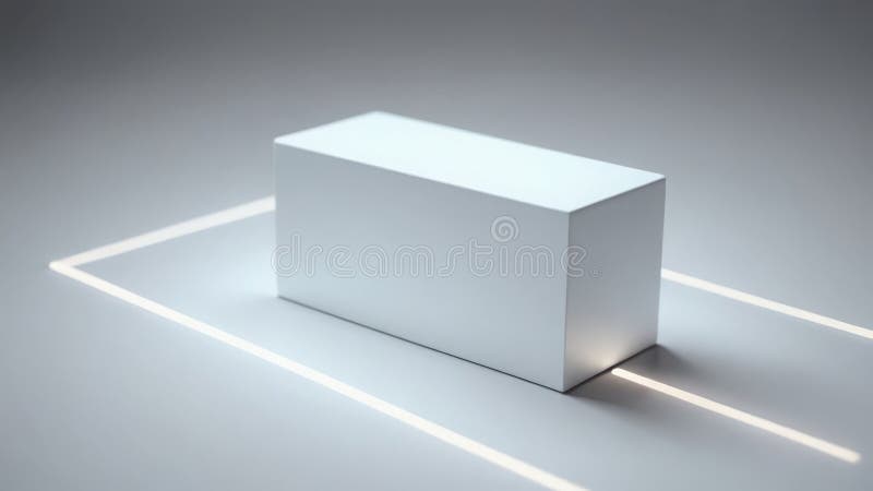White Rectangular Block on Illuminated Surface, Symbolizing Minimalism ...