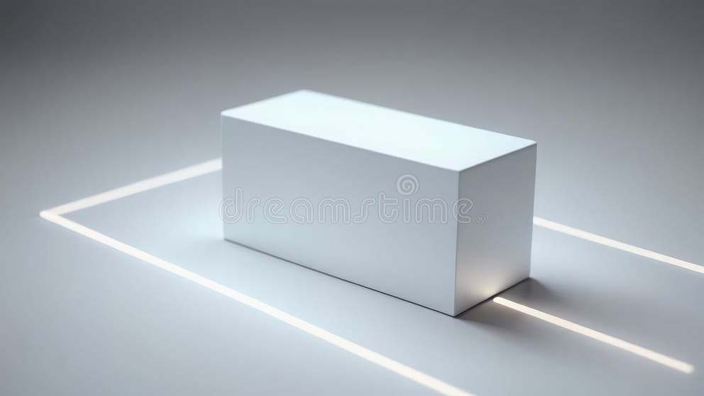 White Rectangular Block on Illuminated Surface, Symbolizing Minimalism ...