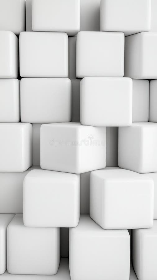 White Rectangular Blocks Protruding Abstract Wall Creating from an ...