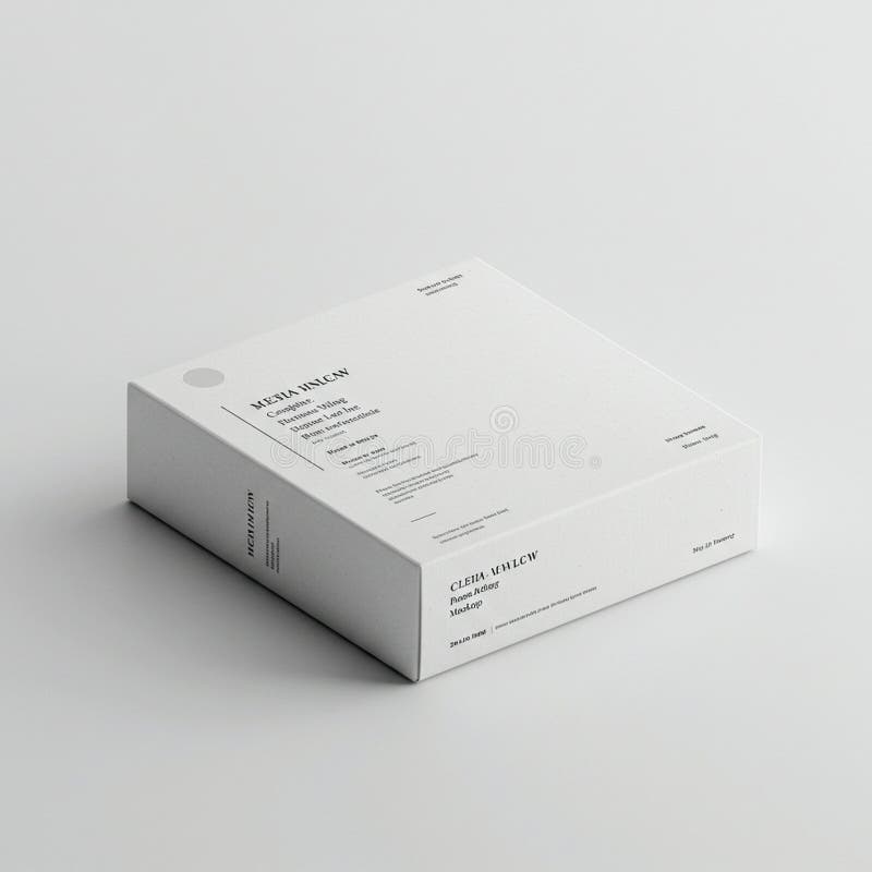 White Rectangular Box Featuring Minimalist Black Text on the Top and ...