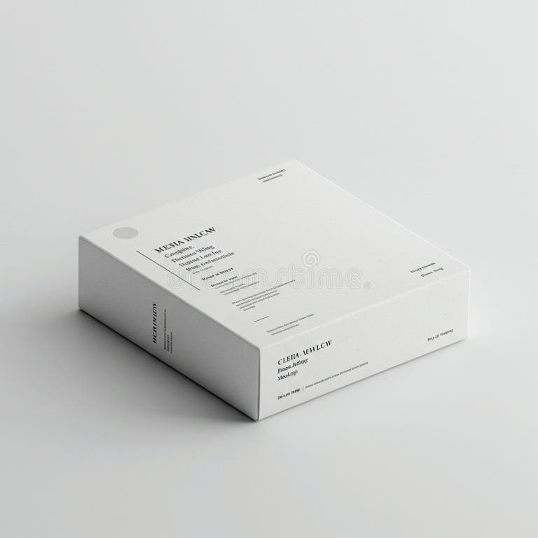 White Rectangular Box Featuring Minimalist Black Text on the Top and ...