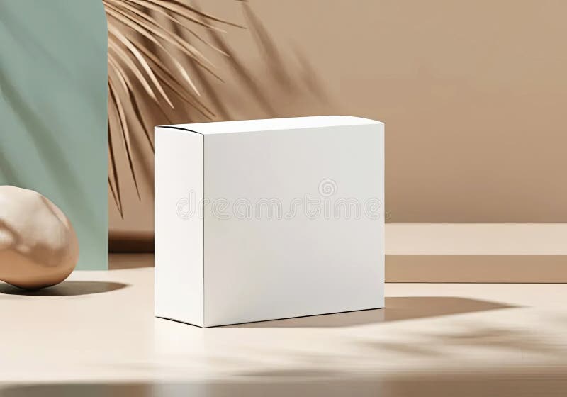White Rectangular Box on a Minimalist Surface with Soft Shadows and ...