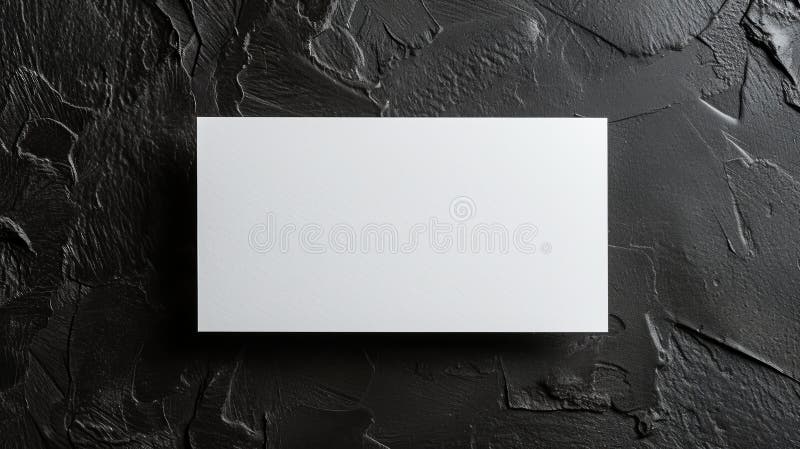 White Rectangular Card on Textured Black Surface, Minimalistic Design ...