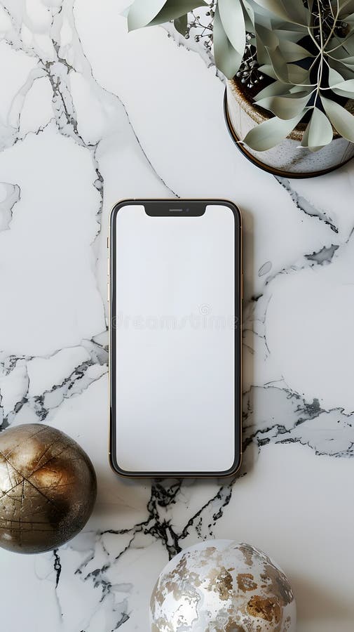 White Rectangular Communication Device on Marble Table Stock Photo ...