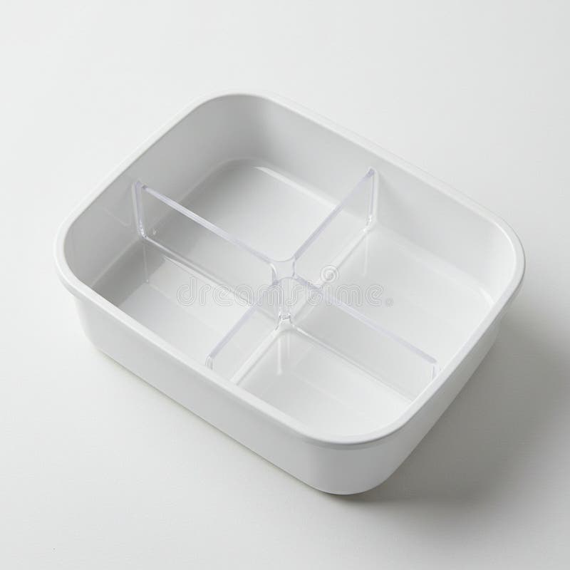 White Rectangular Container with a Transparent Cross-shaped Divider ...