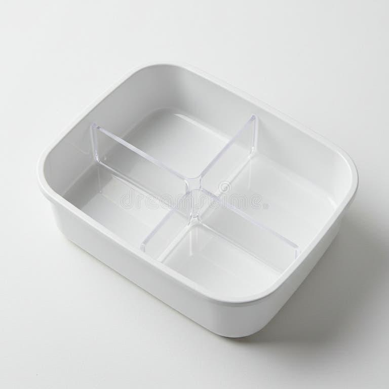 White Rectangular Container with a Transparent Cross-shaped Divider ...