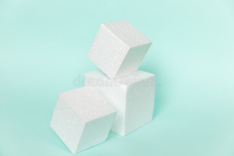 White Rectangular Cube Shapes on Blue Background. Minimal Boxes ...