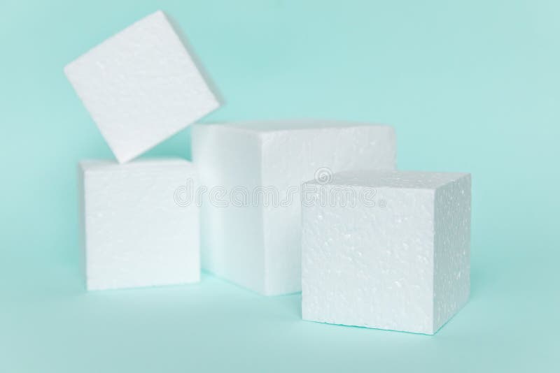 White Rectangular Cube Shapes on Blue Background. Minimal Boxes ...