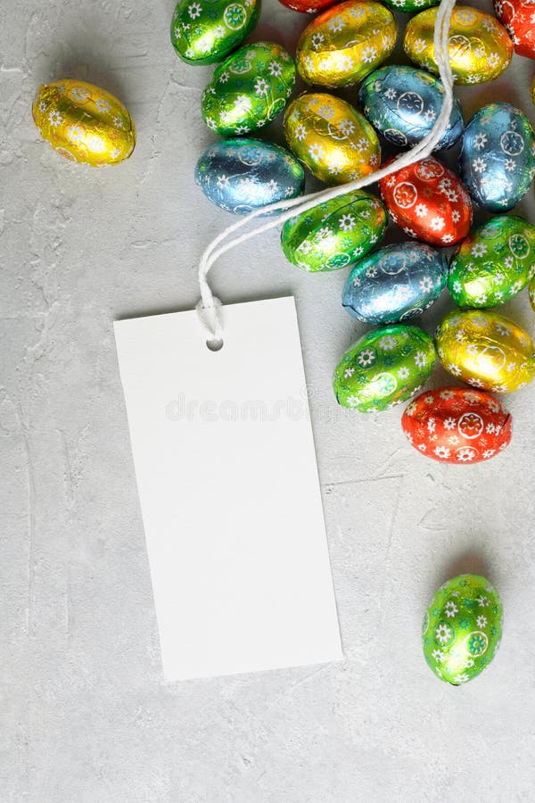 White Rectangular Easter Tag Mockup with Happy Easter Chocolate Easter ...