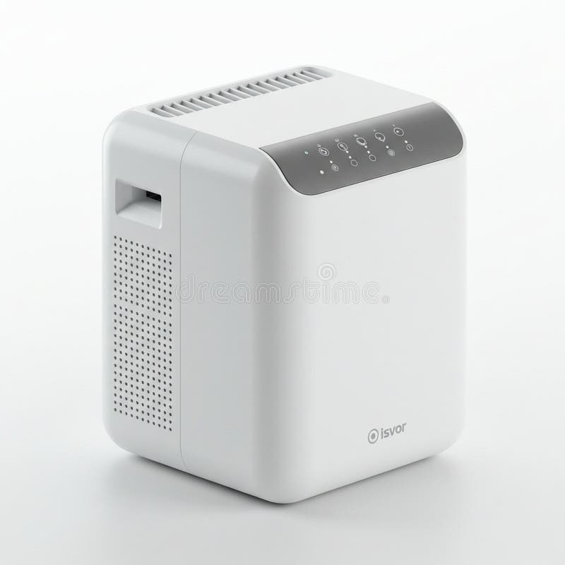 White, Rectangular Electronic Device, Likely a Home Appliance, Features ...