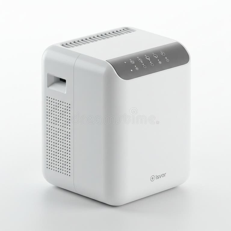 White, Rectangular Electronic Device, Likely a Home Appliance, Features ...