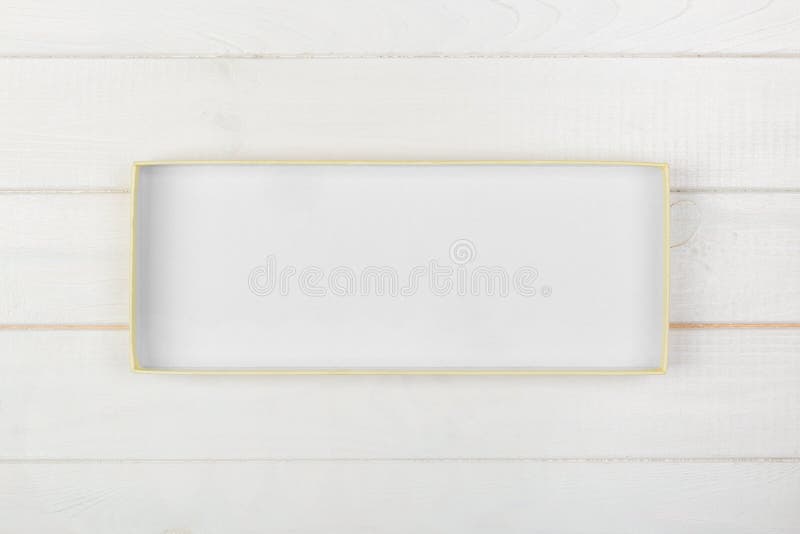 White Rectangular Empty Open Box, Top View on Dark Wooden Background ...