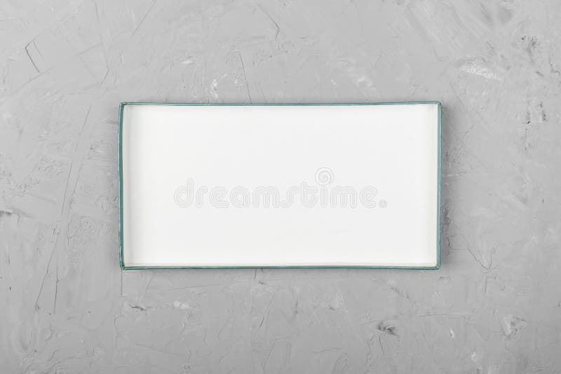 White Rectangular Empty Open Box, Top View on White Wooden Background ...