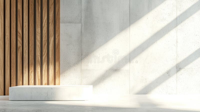 White Rectangular Empty Platform Casting a Strong Shadow in an Empty ...