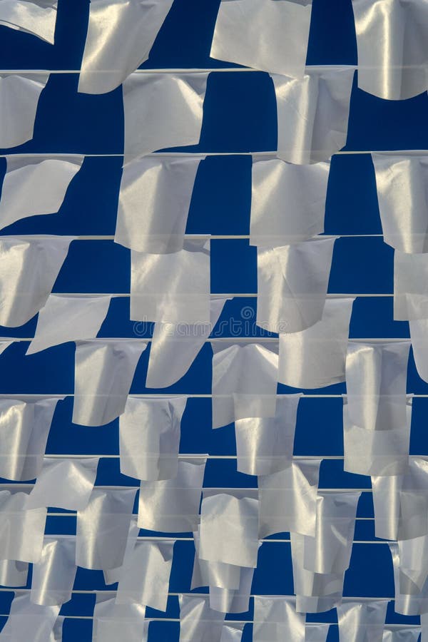 White Rectangular Flags Hanging on Ropes Stock Image - Image of line ...