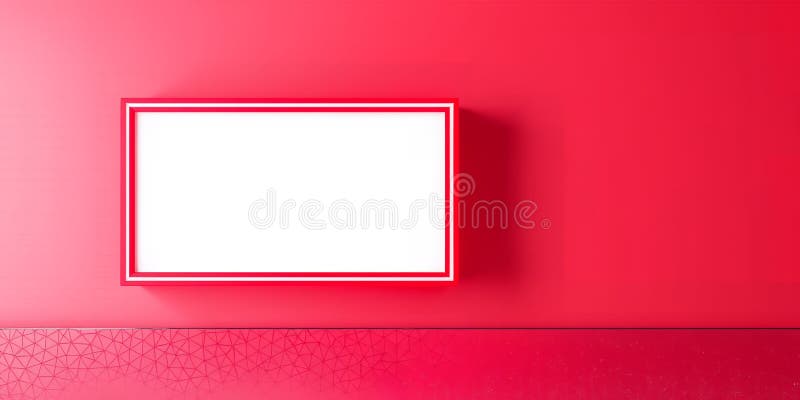 White Rectangular Frame with Red Border on a Matching Red Wall in a ...