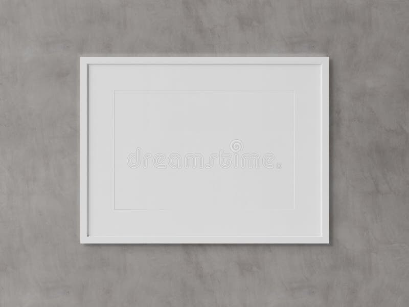 White Rectangular Horizontal Frame Hanging on a White Wall Mockup 3D ...