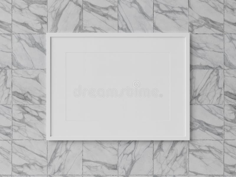 White Rectangular Horizontal Frame Hanging on a White Wall Mockup 3D ...
