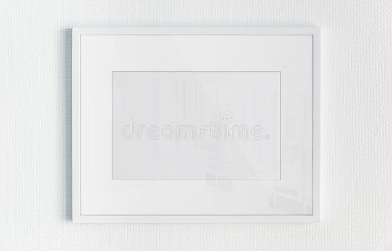 White Rectangular Horizontal Frame Hanging on a White Wall Mockup 3D ...