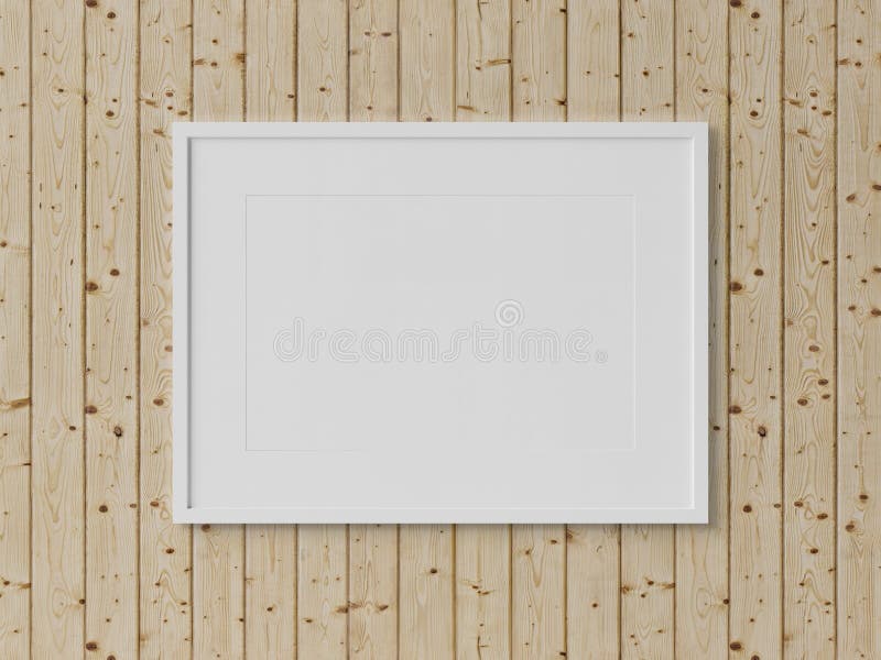 White Rectangular Horizontal Frame Hanging on a White Wall Mockup 3D ...