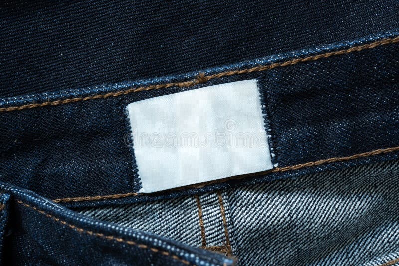 White Rectangular Label Inside Blue Jeans Waistband Stock Photo - Image ...
