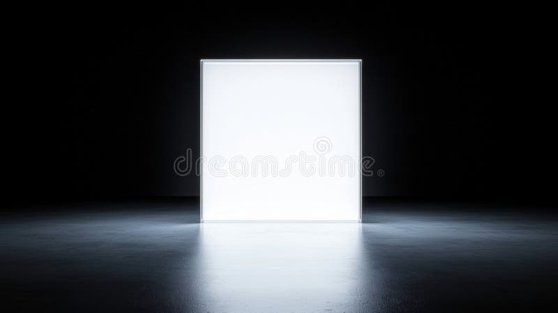 A White Rectangular Light Source in a Dark Room. Stock Image - Image of ...