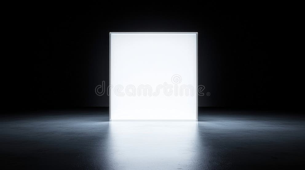A White Rectangular Light Source in a Dark Room. Stock Image - Image of scene, minimalist: 369017835