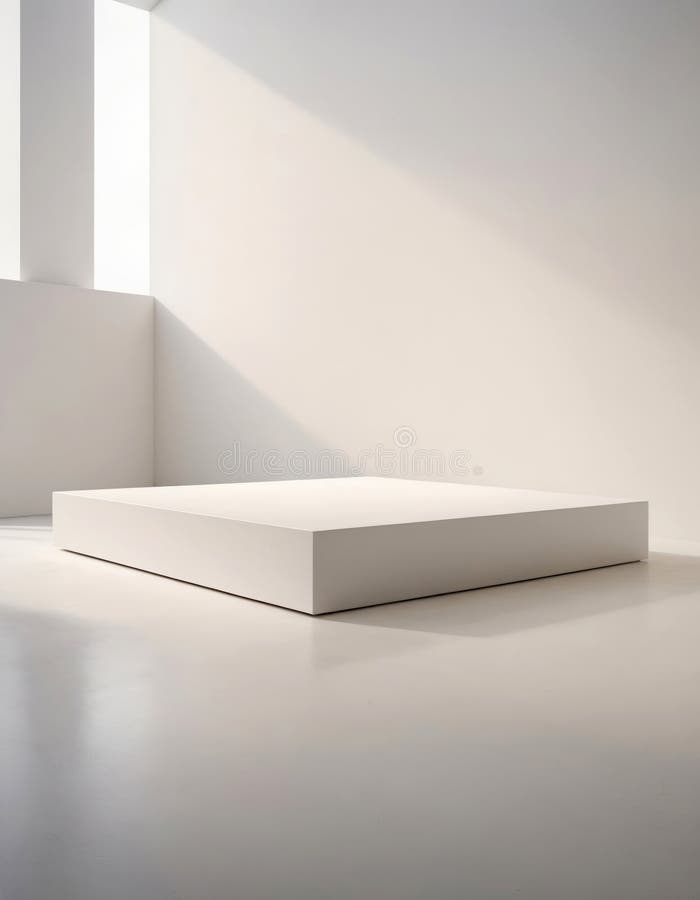 White Rectangular Pedestal for Product Display - in a Bright Room Stock ...