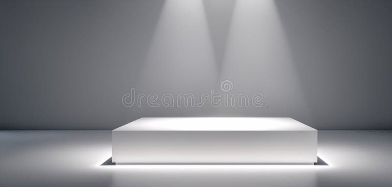 White Rectangular Pedestal for Product Display in a White Room Stock ...