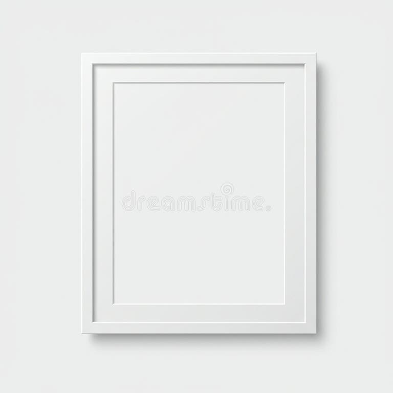 White Rectangular Photo Frame on a Plain White Wall. the Frame Has ...
