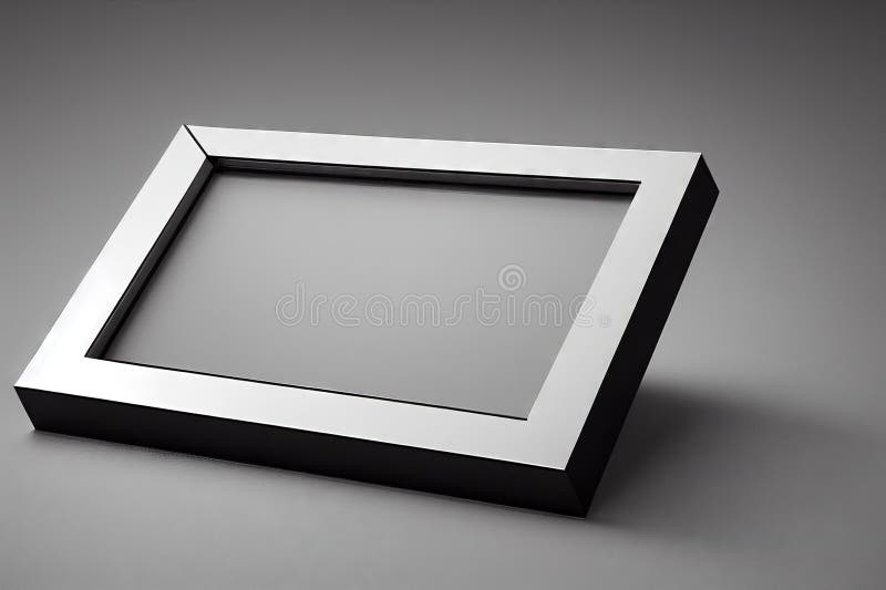 White Rectangular Picture Frame Mockup for Photo Gray Background. Stock ...