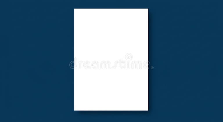 A White Rectangular Piece of Paper is Centered on a Solid Dark Blue ...
