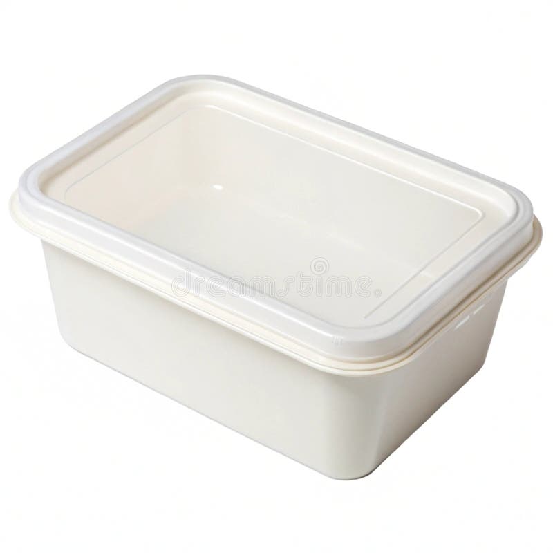 White Rectangular Plastic Packing for Food Isolated on White Background ...