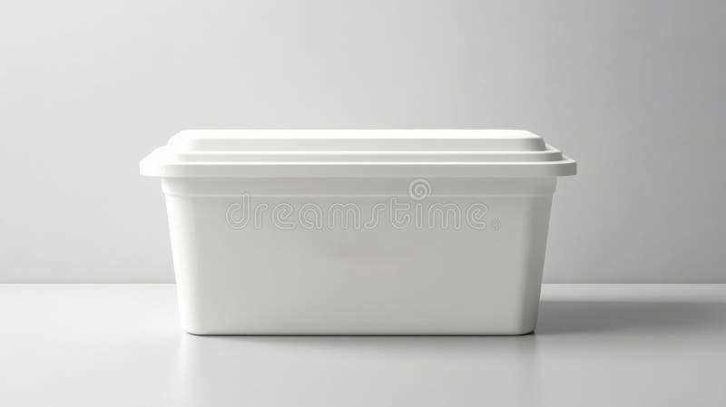 White Rectangular Plastic Storage Container with Lid Stock Illustration ...