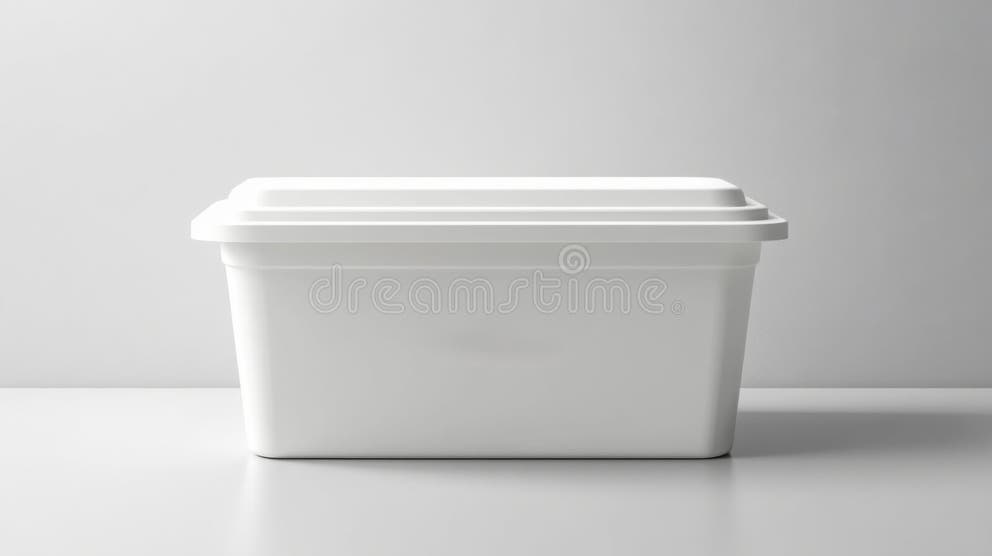 White Rectangular Plastic Storage Container with Lid Stock Illustration ...