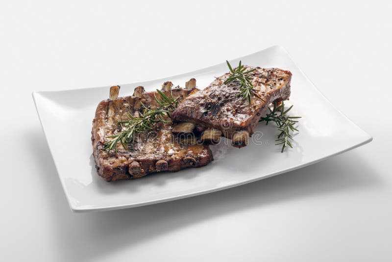Rectangular Plate with Steamed Salmon Fillet and Spinach Stock Image ...