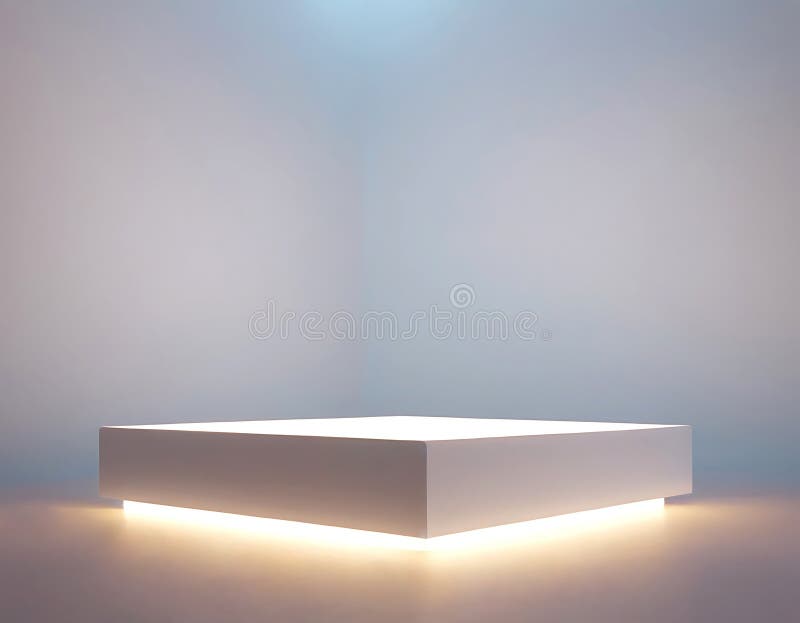 White Rectangular Platform with Illumination. Stock Illustration ...