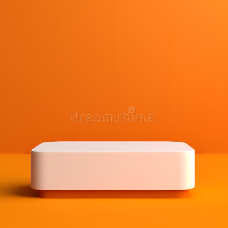 White Rectangular Platform on Orange Background Stock Illustration ...