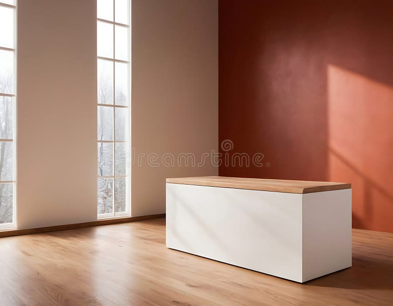 White Rectangular Platform in the Room Near the Window. Stock ...