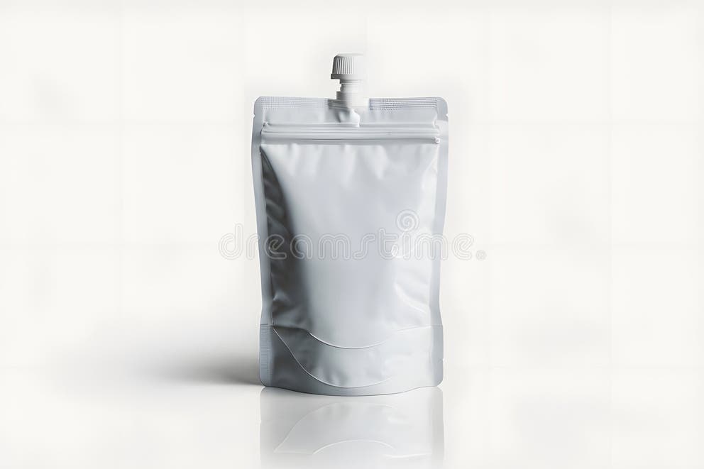 White Rectangular Pouch with Rounded Corner and Cap for Sealing/pouring ...