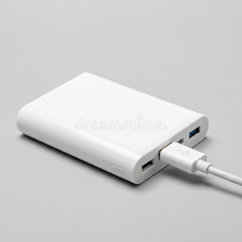 A White, Rectangular Power Bank with Rounded Edges. Stock Illustration ...