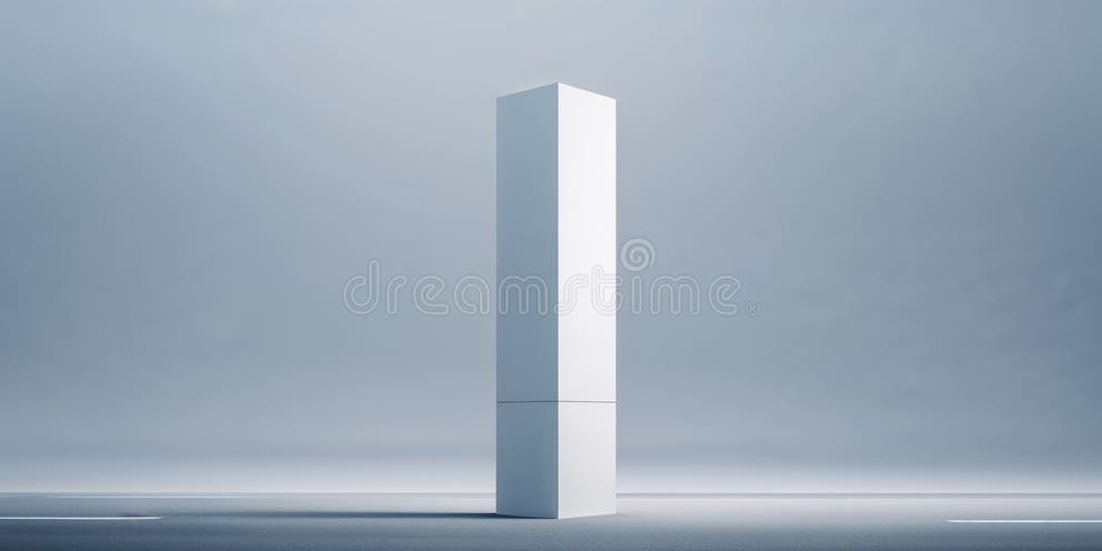 White Rectangular Pylon Stand on Street Mockup Stock Image - Image of ...